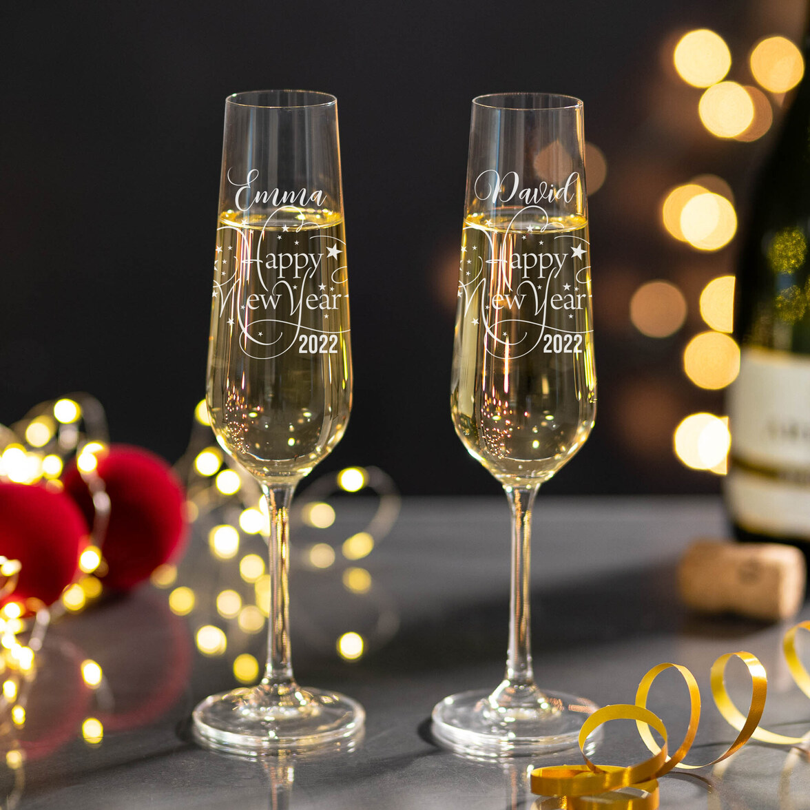 Gepersonaliseerde champagneglazen met gravure | Wanapix